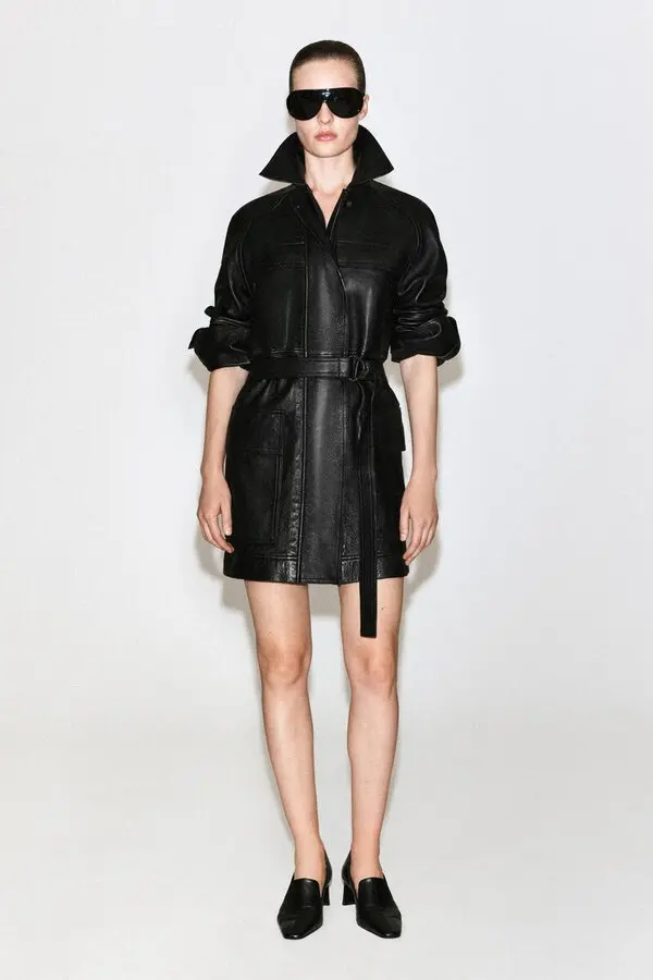 Cos Belted Leather Workwear Jacket