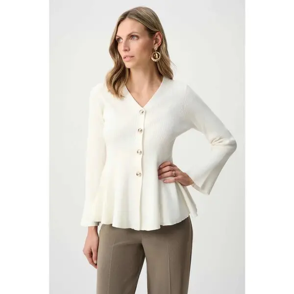 Joseph Ribkoff Cotton Knit Peplum Cardigan