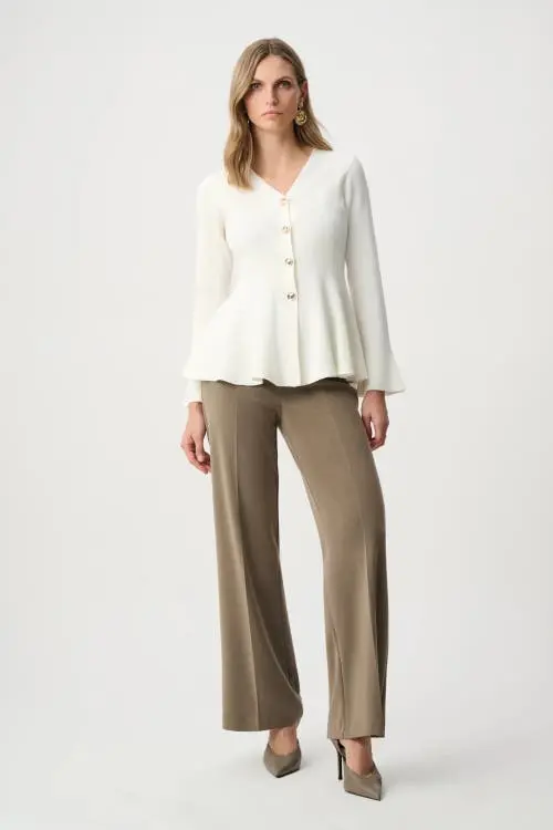 Joseph Ribkoff Cotton Knit Peplum Cardigan