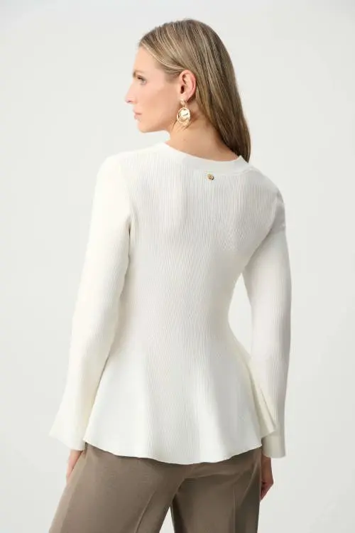 Joseph Ribkoff Cotton Knit Peplum Cardigan