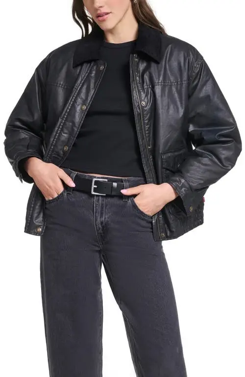 LEVI'S Relaxed Waxed Cotton Bomber Jacket - Black
