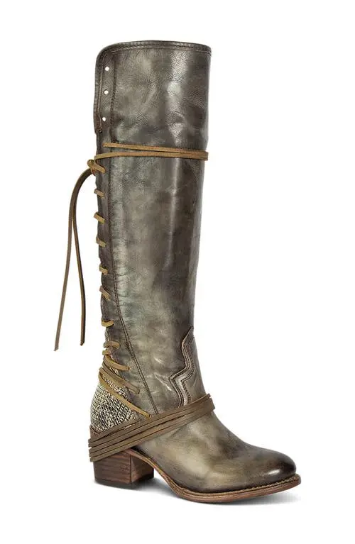 FREEBIRD Coal Tall Boot - Green Snake Multi