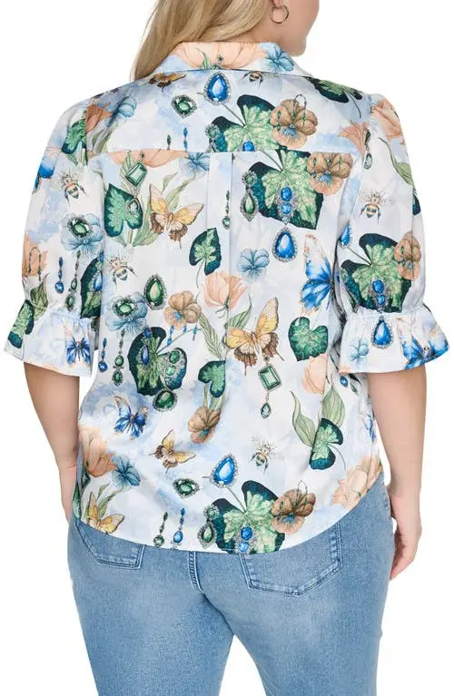 Karl Lagerfeld Paris Printed Three-quarter Sleeve Shirt