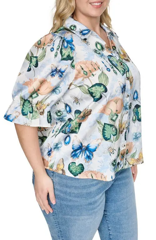 Karl Lagerfeld Paris Printed Three-quarter Sleeve Shirt