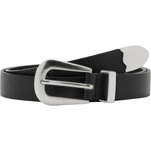 Mango Leather Western Belt - Black