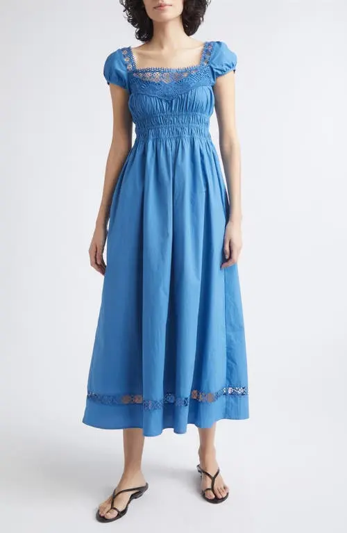 Posse Veda Lace Detail Cotton Midi Sundress