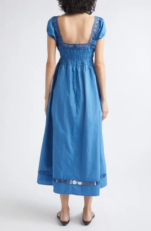 Posse Veda Lace Detail Cotton Midi Sundress