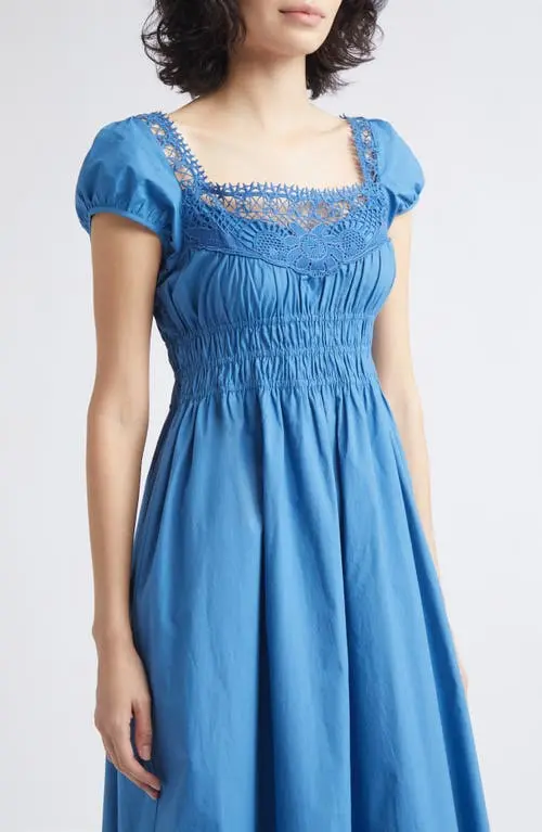 Posse Veda Lace Detail Cotton Midi Sundress