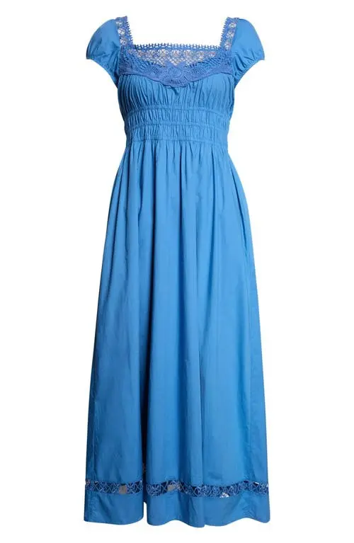 Posse Veda Lace Detail Cotton Midi Sundress