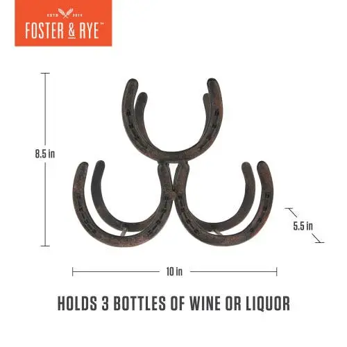 FOSTER & RYE Horseshoe 3 Bottle Wine Rack