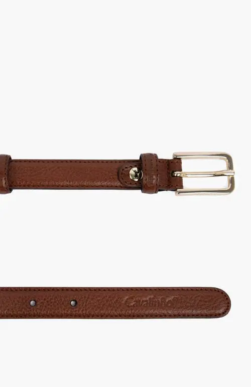 CAVALINHO Slim Leather Belt With Gold Tone Buckle - Camel Brown