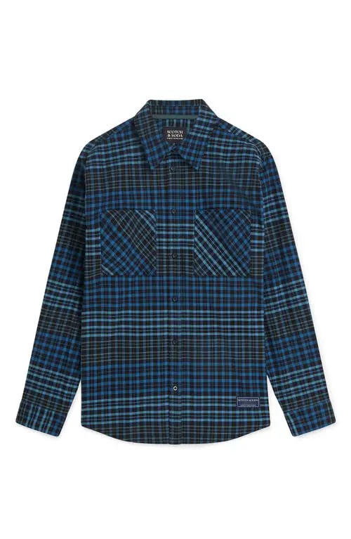 Scotch & Soda Relaxed Fit Checked Flannel Shirt - Meteorite Check