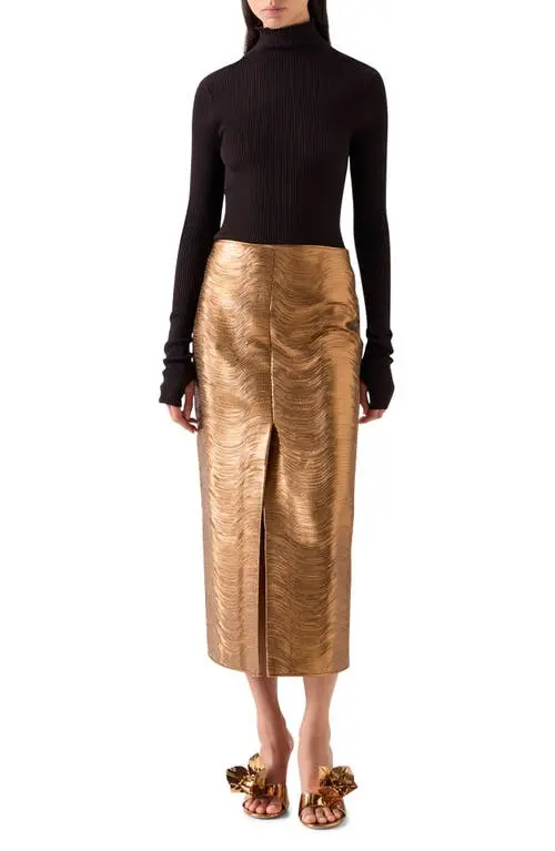 Akris Cashmere & Silk Ribbed Funnel Neck Sweater