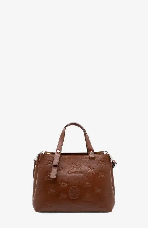 CAVALINHO Cavalo Lusitano 490 Embossed Leather Handbag - Camel Brown