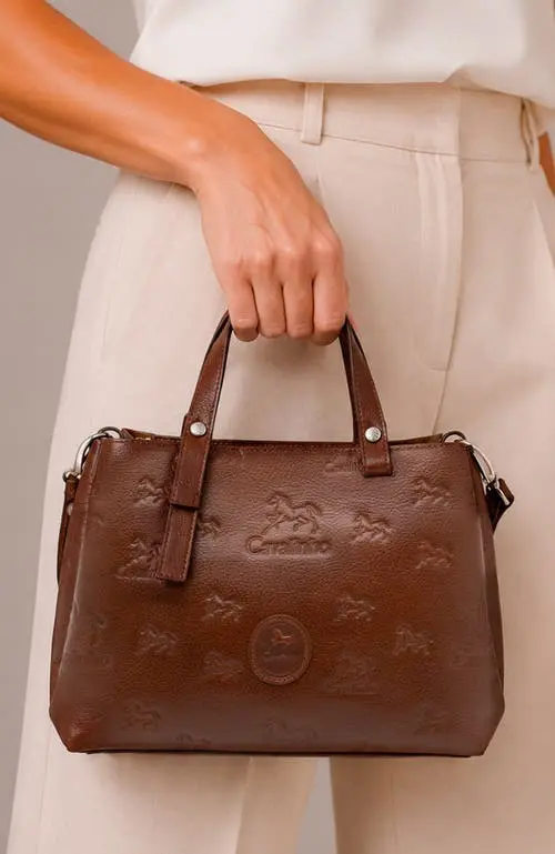 CAVALINHO Cavalo Lusitano 490 Embossed Leather Handbag - Camel Brown