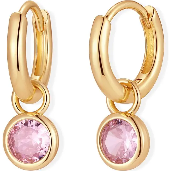 BROOK & YORK Matilda Birthstone Huggie Hoop Earrings - Gold/oct