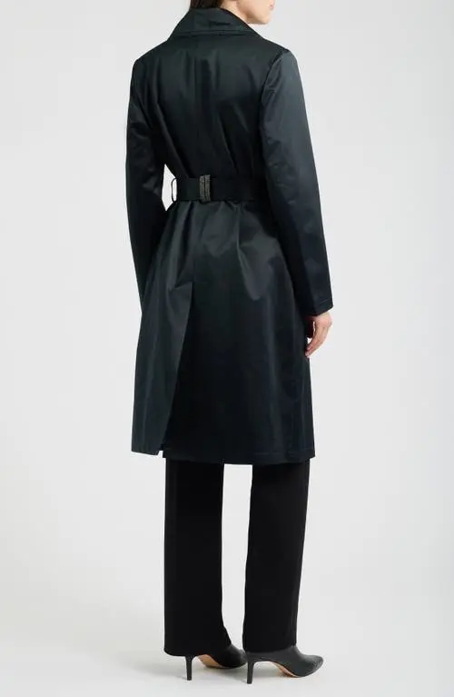 Via Spiga Double Breasted Satin Trench Coat