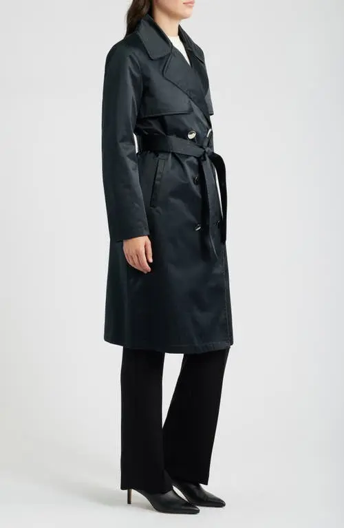 Via Spiga Double Breasted Satin Trench Coat