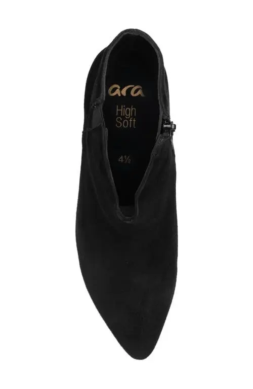 ARA Acanthus Leather Bootie - Black Suede