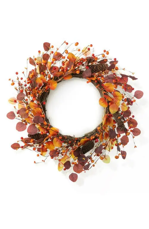 GLITZHOME 22"d Fall Eucalyptus Berry Wreath