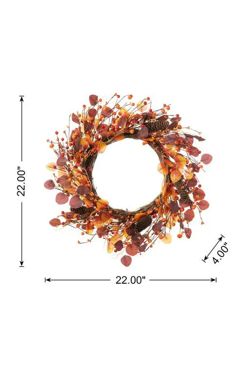 GLITZHOME 22"d Fall Eucalyptus Berry Wreath