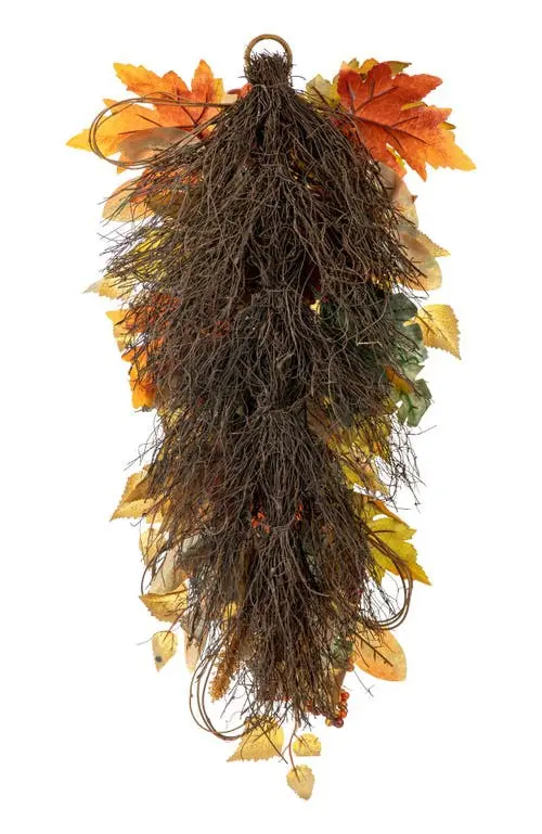 GLITZHOME 25"h Fall Pumpkin Leaf Teardrop