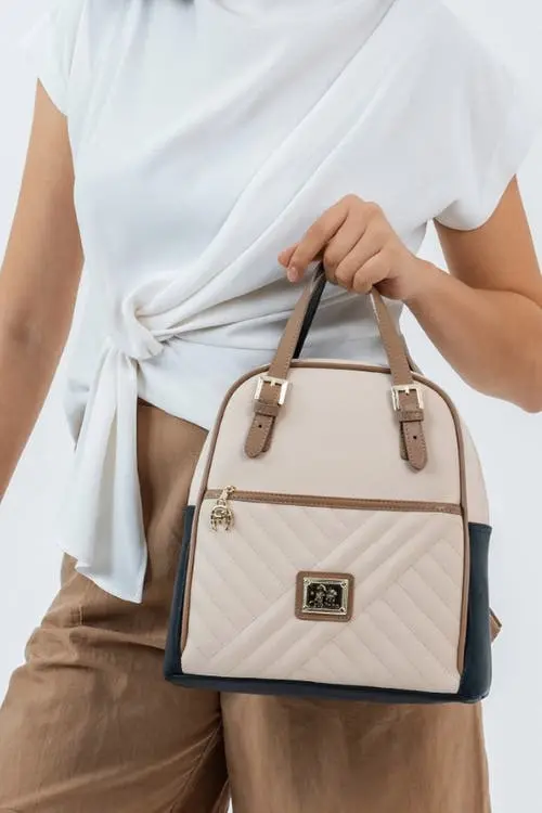 CAVALINHO Quilted Leather And Canvas Backpack