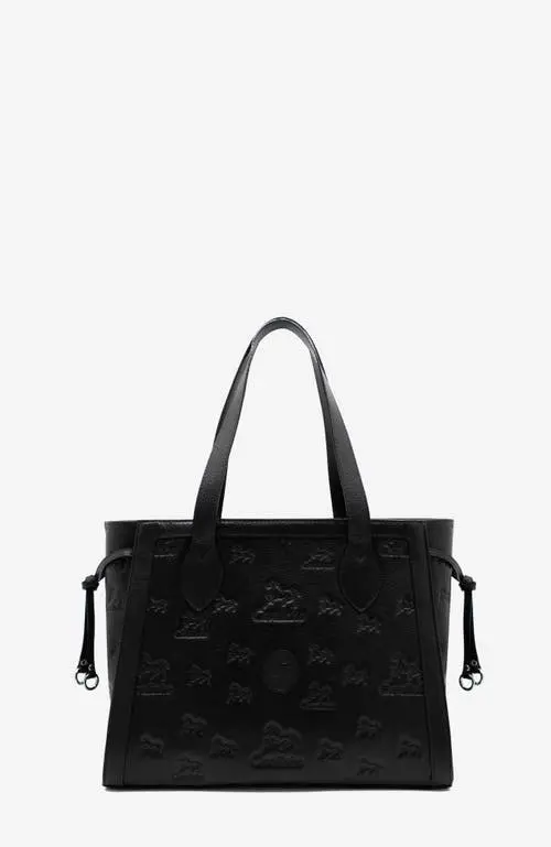 CAVALINHO Cavalo Lusitano 410 Embossed Leather Tote Bag - Black