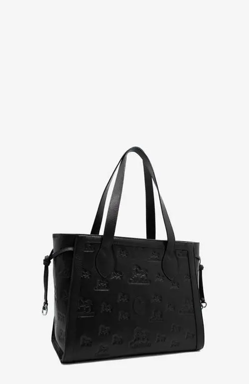 CAVALINHO Cavalo Lusitano 410 Embossed Leather Tote Bag - Black