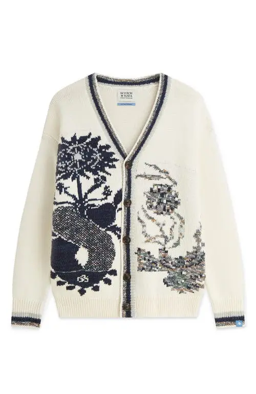 Scotch & Soda Intarsia Cotton Blend Cardigan