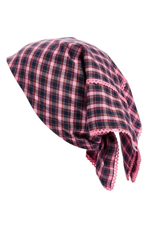 DAMSON MADDER Check Organic Cotton Bandana - Magenta