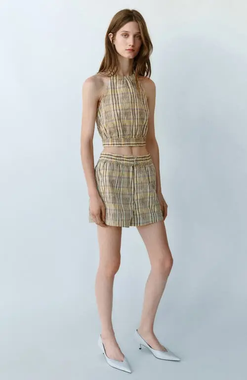 Mango Jollie Plaid Halter Top