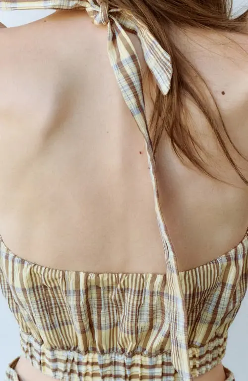 Mango Jollie Plaid Halter Top
