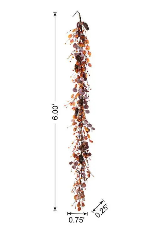 GLITZHOME 72"l Fall Eucalyptus Berry Garland