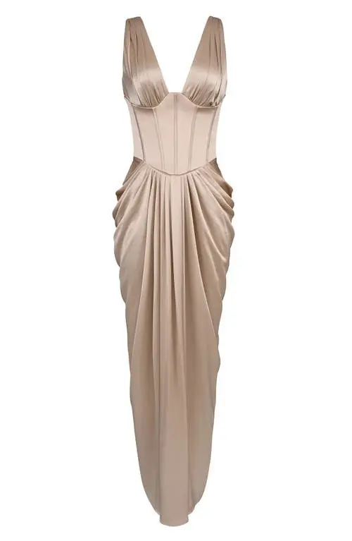 House Of Cb Angeline Satin Corset Gown