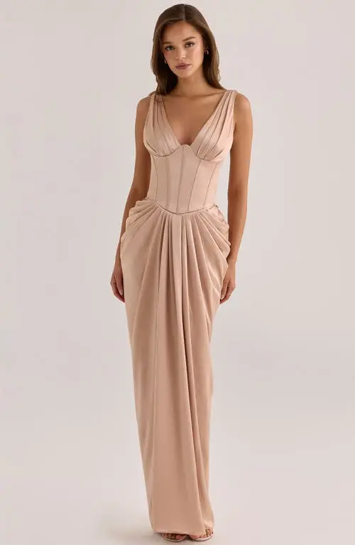 House Of Cb Angeline Satin Corset Gown