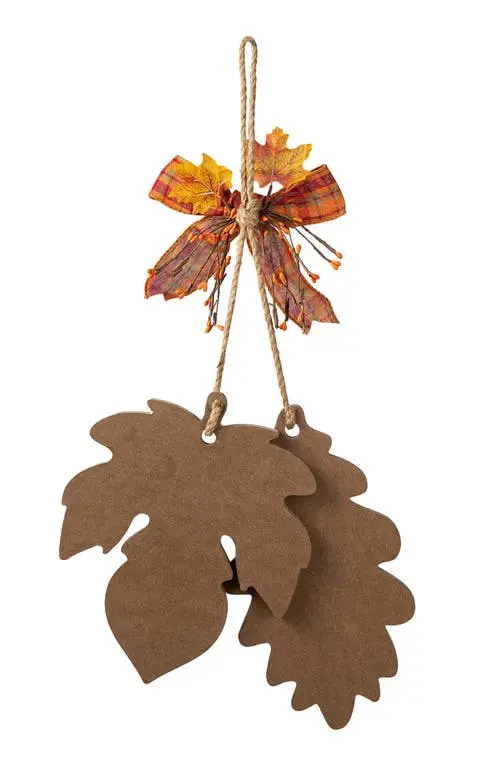 GLITZHOME Fall Wooden Maple Leaves With Bowknot Door Hanger