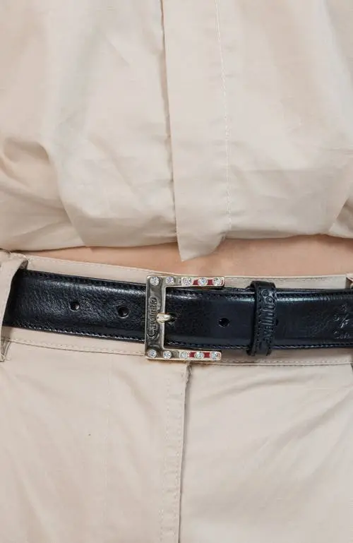 CAVALINHO Classic Leather Belt With Rhinestone Buckle - Black