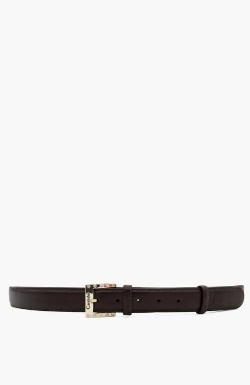 CAVALINHO Classic Leather Belt With Rhinestone Accents - Brown