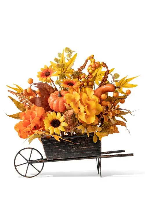 GLITZHOME 14"l Fall Floral Cart Centerpiece