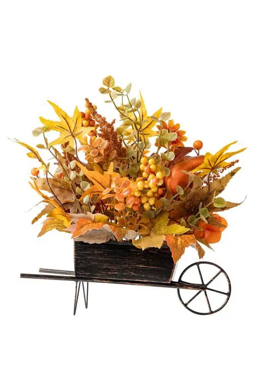 GLITZHOME 14"l Fall Floral Cart Centerpiece