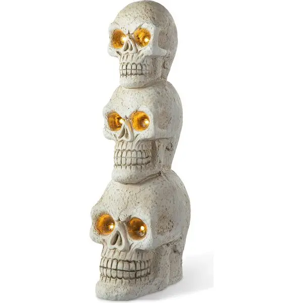 GLITZHOME Lighted Halloween Mgo Skull Porch Decor With Timer