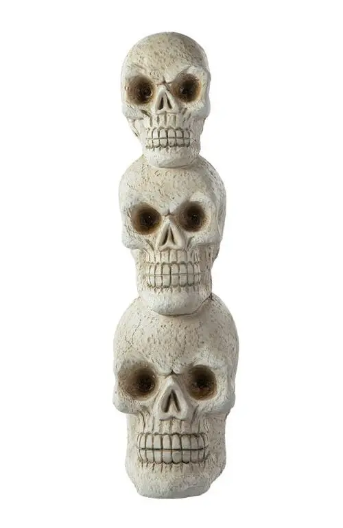 GLITZHOME Lighted Halloween Mgo Skull Porch Decor With Timer