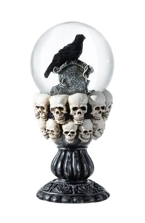 GLITZHOME 100mm Halloween Resin Stacked Skull Waterglobe