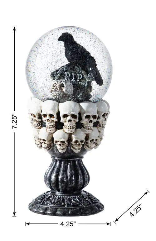 GLITZHOME 100mm Halloween Resin Stacked Skull Waterglobe