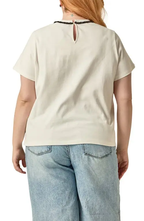 English Factory Beaded Bow Detail T-shirt - White