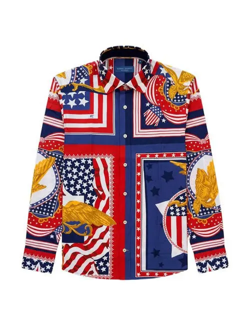 Robert Talbott Reynolds Printed Usa Patchwork Shirt