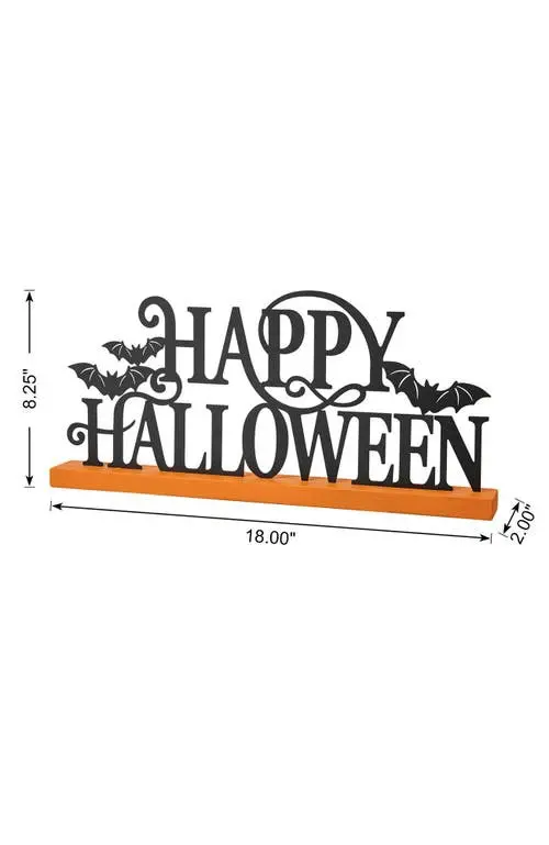 GLITZHOME Halloween Wood & Metal Happy Halloween Table Decor