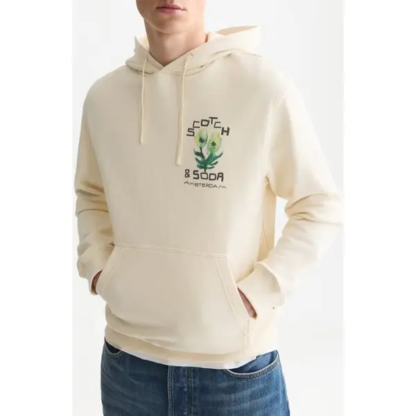 Scotch & Soda Graphic Cotton Hoodie - Eggnog