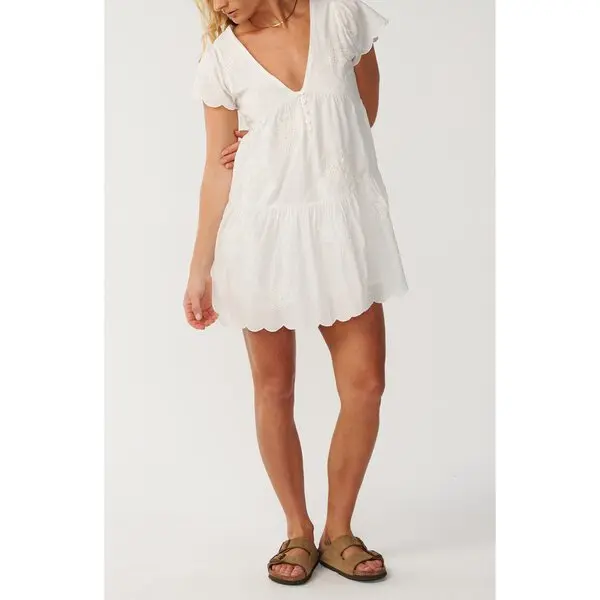 Rip Curl Bossa Nova Embroidered Cotton Mini Dress